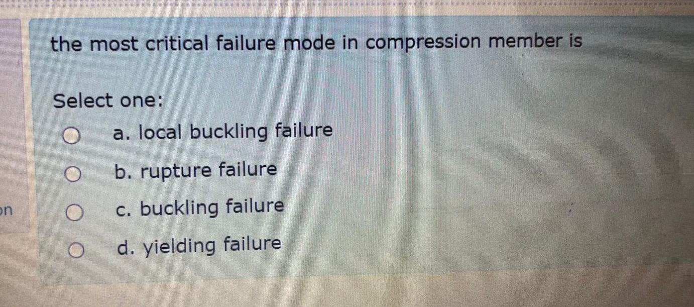 Solved the most critical failure mode in compression member | Chegg.com