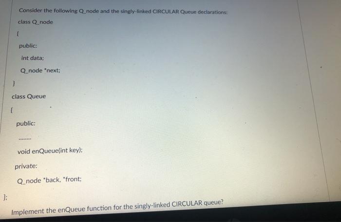 Solved Consider the following Q_node and the singly-linked | Chegg.com