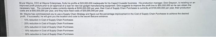 Solved Bruce Wayne, CEO at Wayne Enterprises, finds his | Chegg.com
