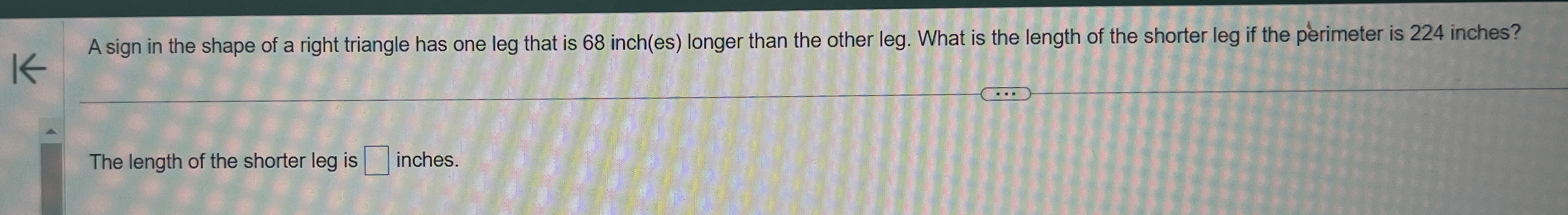 Solved A Sign In The Shape Of A Right Triangle Has One Leg Chegg