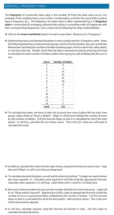 EXERCISE 5: FREQUENCY TABLE The frequency of a | Chegg.com