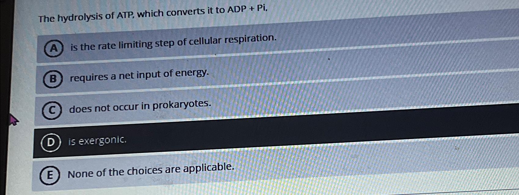 Solved The hydrolysis of ATP, which converts it to ADP + | Chegg.com