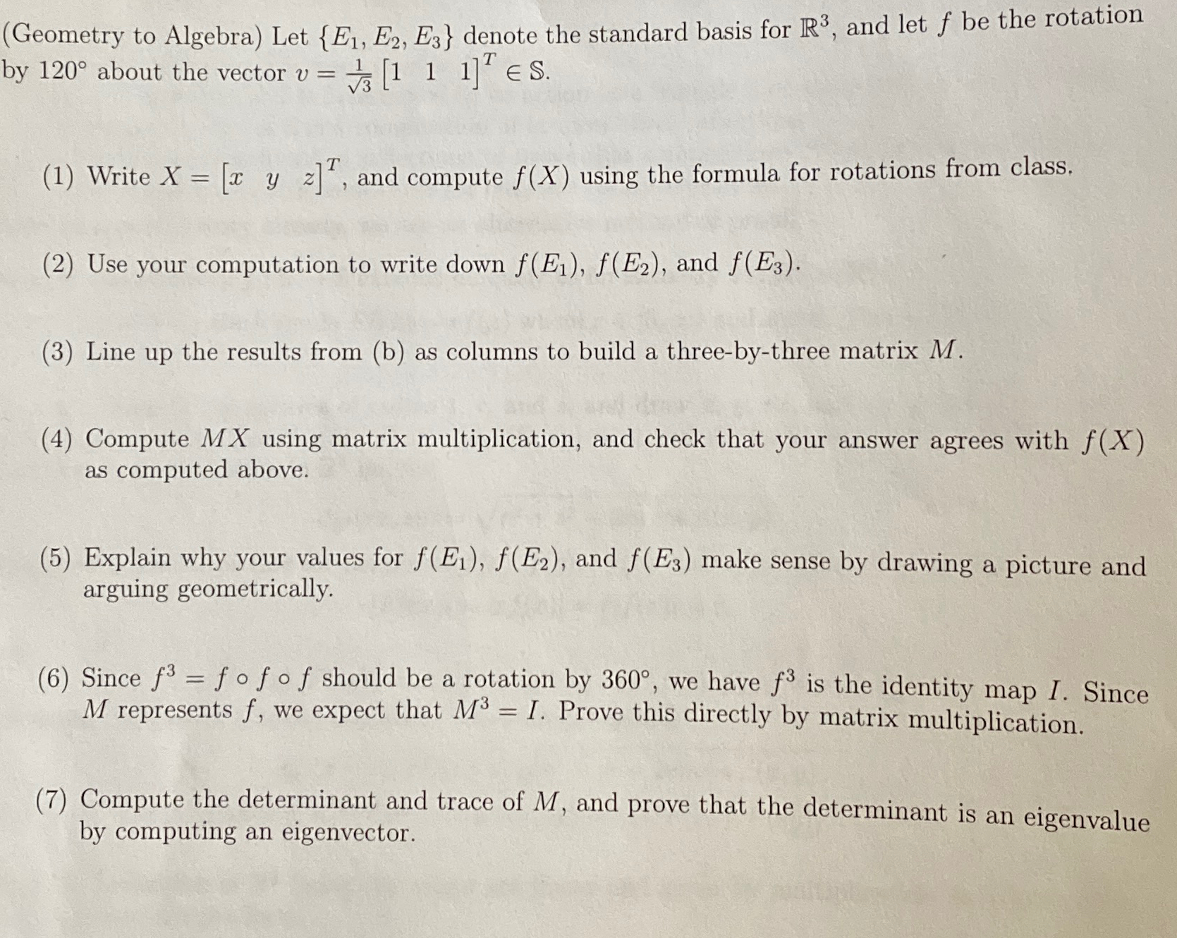 Solved (Geometry to Algebra) ﻿Let {E1,E2,E3} ﻿denote the | Chegg.com