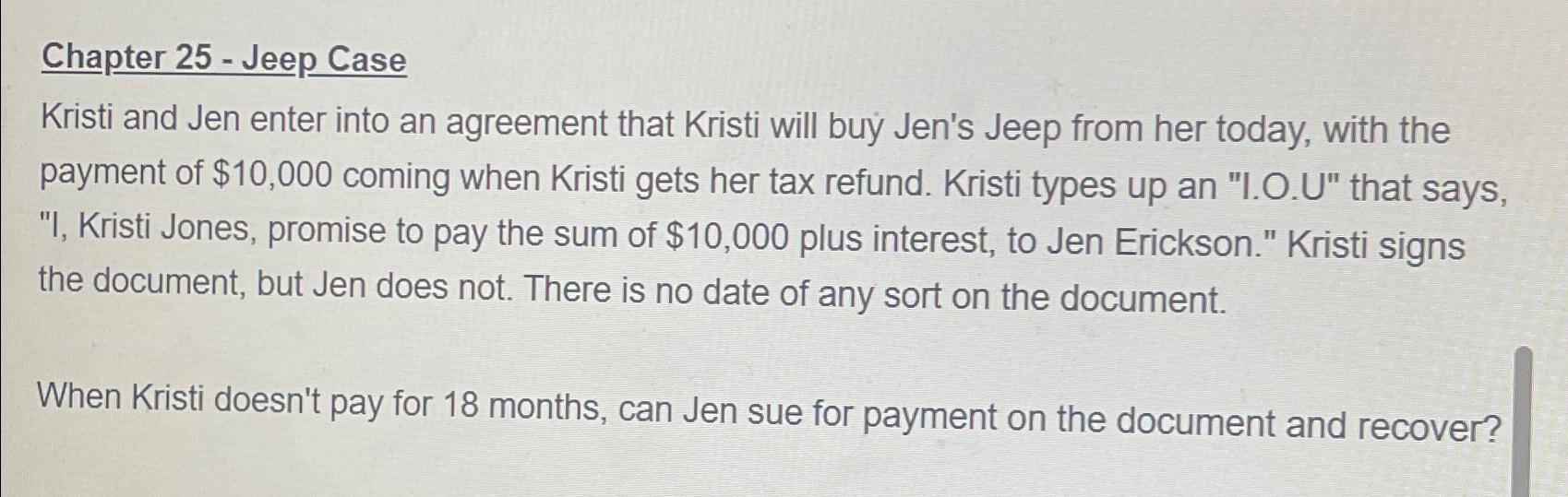 Solved Chapter 25 - ﻿Jeep CaseKristi and Jen enter into an | Chegg.com