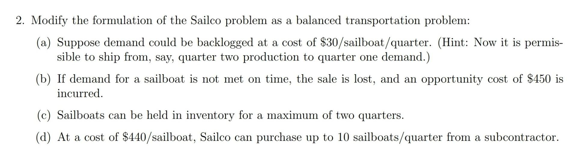 Solved Sailco Corporation must determine how many sailboats | Chegg.com