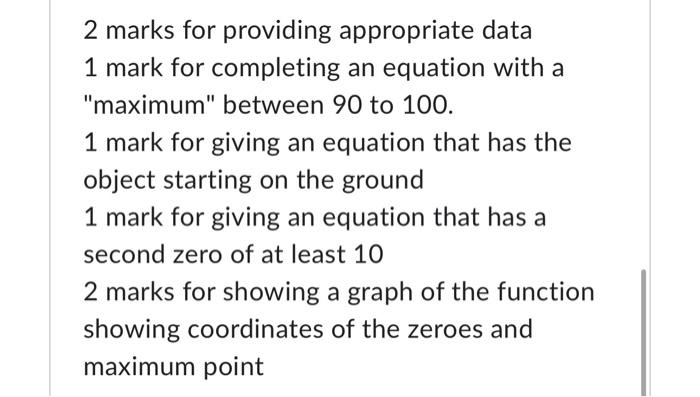Solved The Problem: Create a quadratic function to model the | Chegg.com