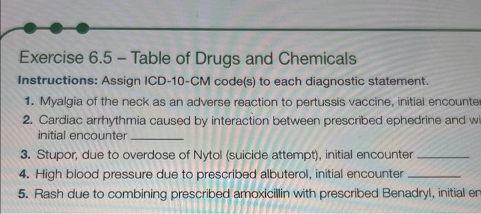 Solved Exercise 6.5 - Table of Drugs and Chemicals | Chegg.com