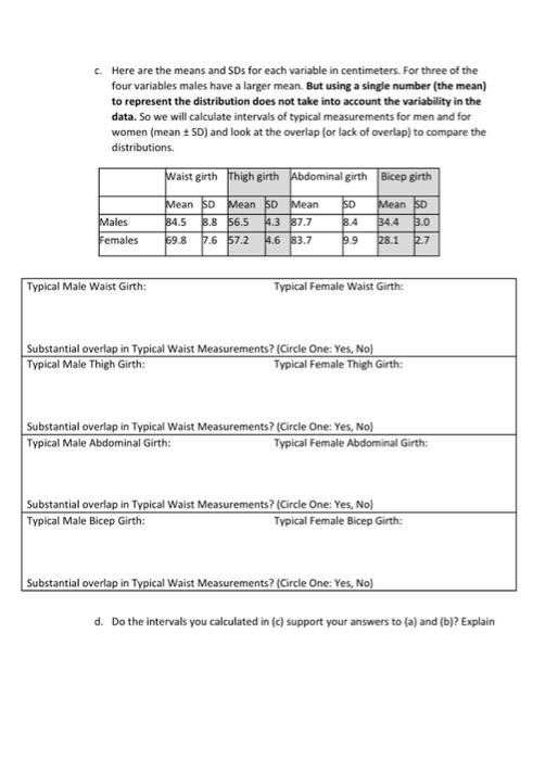 Solved c. Here are the means and SDs for each variable in | Chegg.com