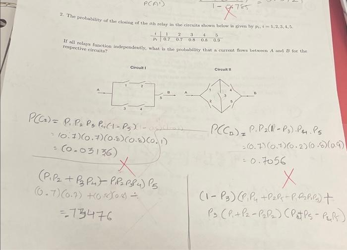 Solved 2. The probability of the closing of the ith relay in | Chegg.com