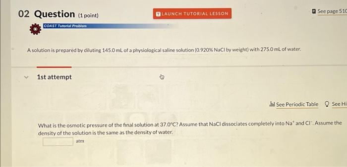 Solved 02 Question (1 point) LAUNCH TUTORIAL LESSON See page | Chegg.com