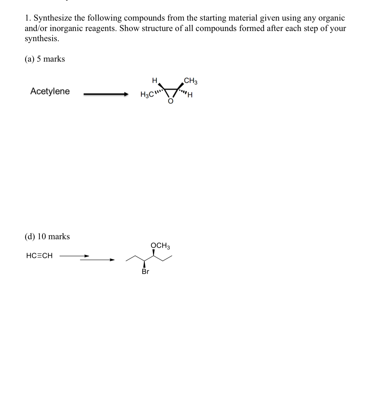 Solved Synthesize the following compounds from the starting | Chegg.com