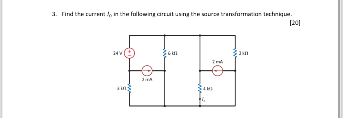 Solved Find the current I0 ﻿in the following circuit using | Chegg.com