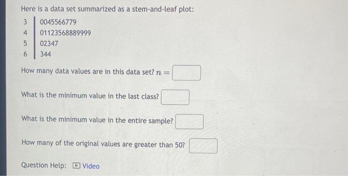 Solved Here is a data set summarized as a stem-and-leaf | Chegg.com