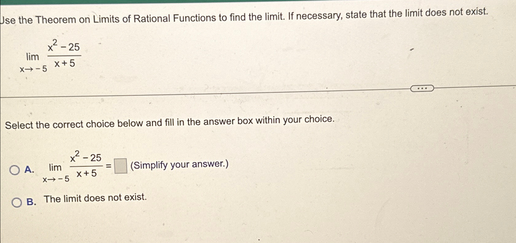 Solved Jse the Theorem on Limits of Rational Functions to | Chegg.com