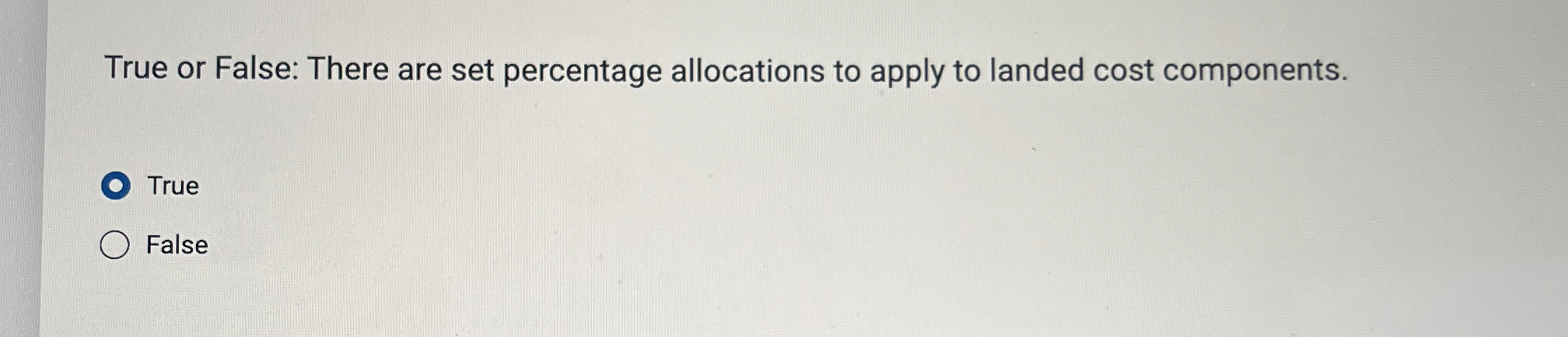 Solved True or False: There are set percentage allocations | Chegg.com