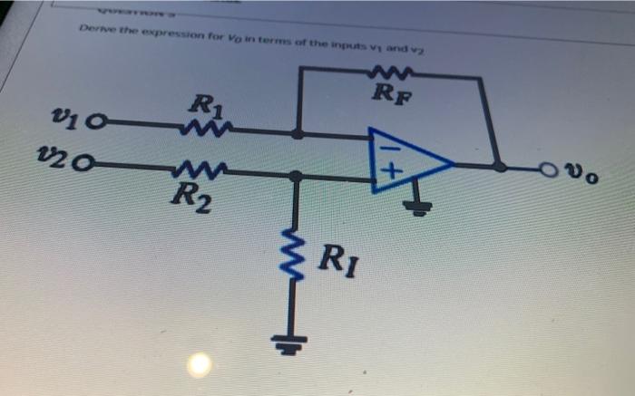 Solved Derve the expression for Voin terms of the inputs and | Chegg.com Solved Derve the expression for Voin terms of the inputs and | Chegg.com