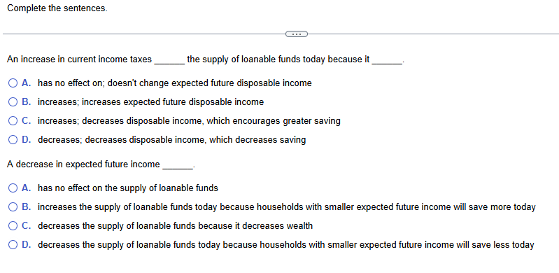 Solved Complete The Sentencesa Decrease In Expected Future 9462
