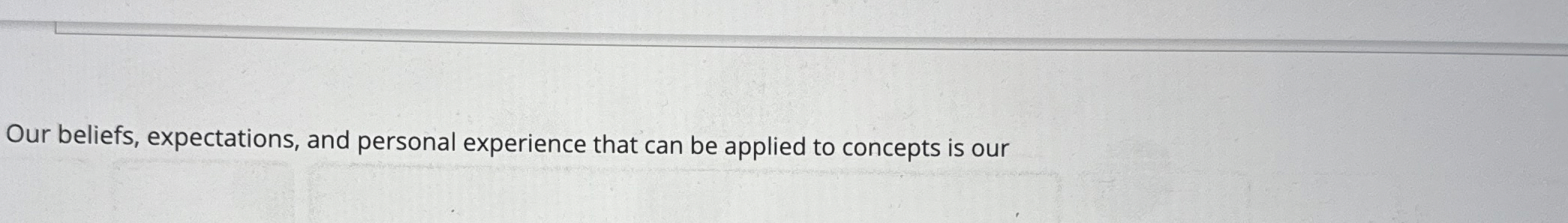 Solved Our beliefs, expectations, and personal experience | Chegg.com
