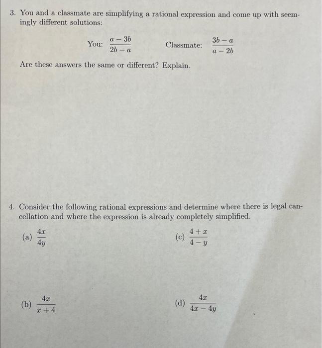 Solved In-Class: Simplifying Rational Expressions | Chegg.com