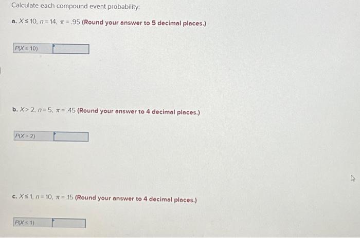 Solved Calculate each compound event probability: a. X≤ 10, | Chegg.com