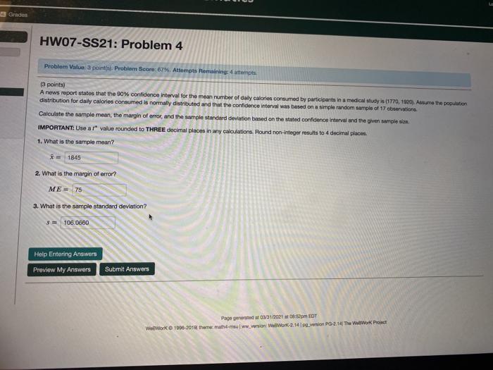 Solved Grades HW07-SS21: Problem 4 Problem Value, a pointe | Chegg.com