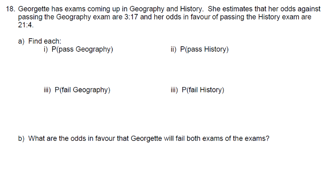 Solved Georgette has exams coming up in Geography and | Chegg.com