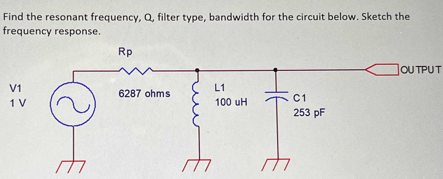 Solved Find the resonant frequency, Q, ﻿filter type, | Chegg.com