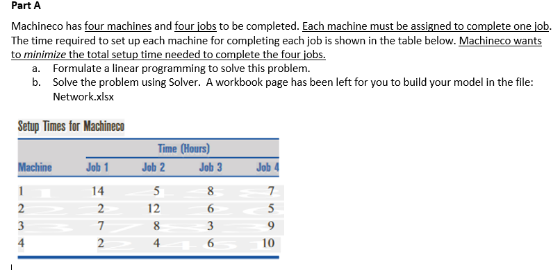Solved Can someone help me set this up in Solver for Excel? | Chegg.com