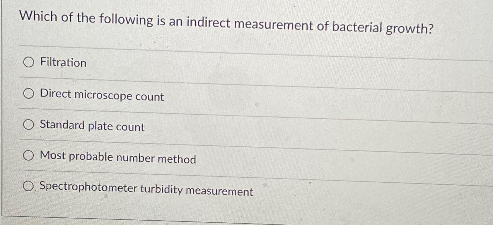 Solved Which of the following is an indirect measurement of | Chegg.com