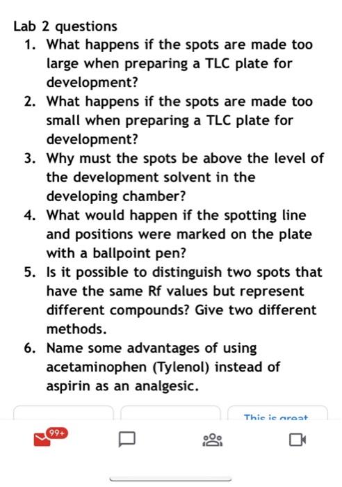 Solved Lab 2 questions 1. What happens if the spots are made | Chegg.com