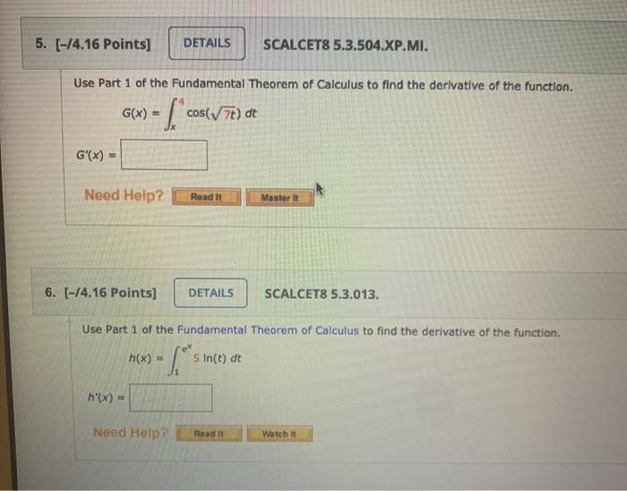 Solved 3. [-14.16 Points] DETAILS SCALCET8 5.3.009. Use Part | Chegg.com