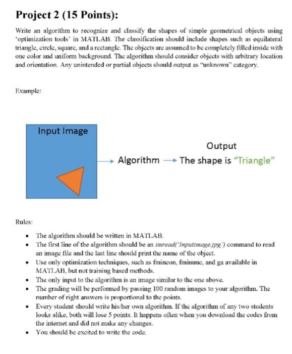 Project 2 (15 Points): Write an algorithm to | Chegg.com