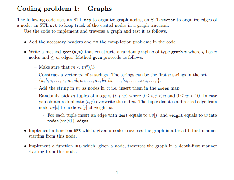 Solved Coding problem 1: GraphsThe following code uses an | Chegg.com