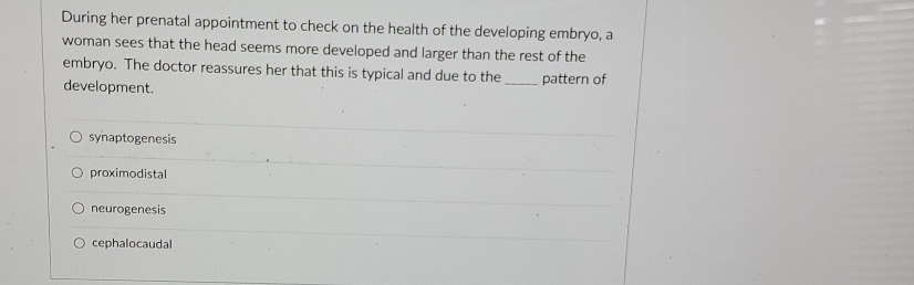 Solved During her prenatal appointment to check on the | Chegg.com