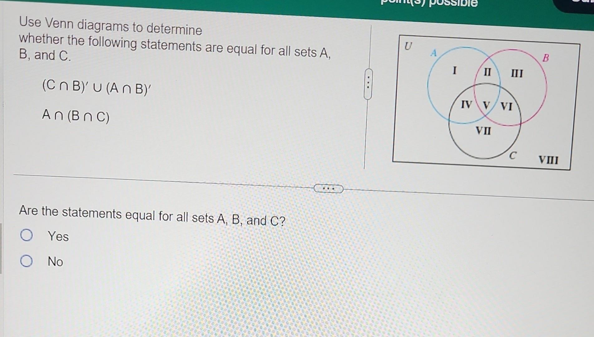 Solved Use Venn diagrams to determine whether the following | Chegg.com