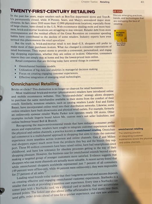 TWENTY-FIRST-CENTURY RETAILING LO 12⋅6 In the past | Chegg.com