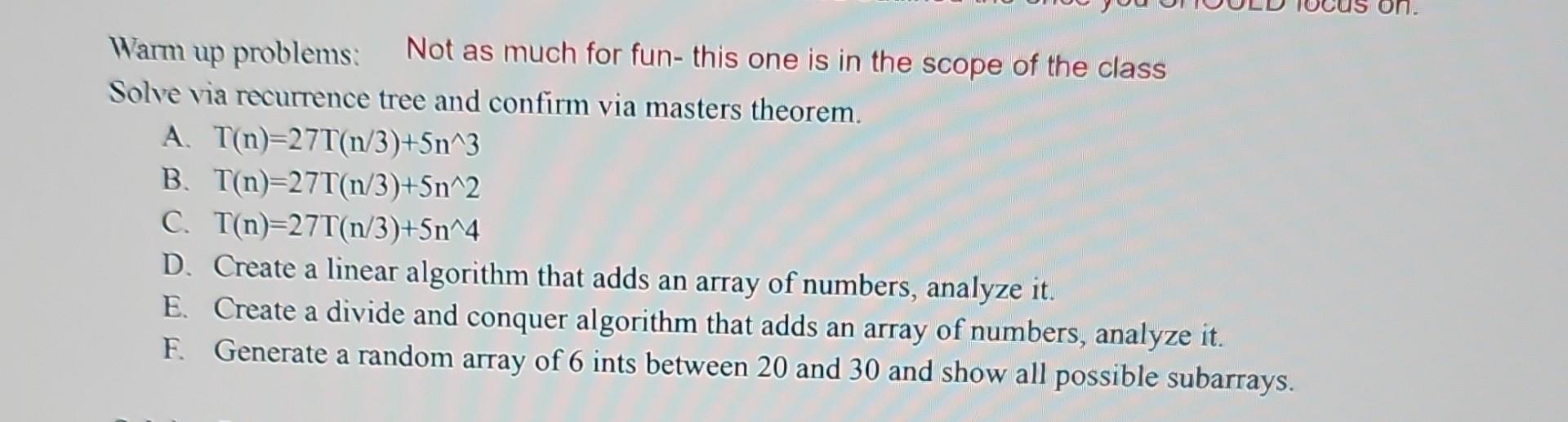 Solved Warm up problems: Not as much for fun- this one is in | Chegg.com