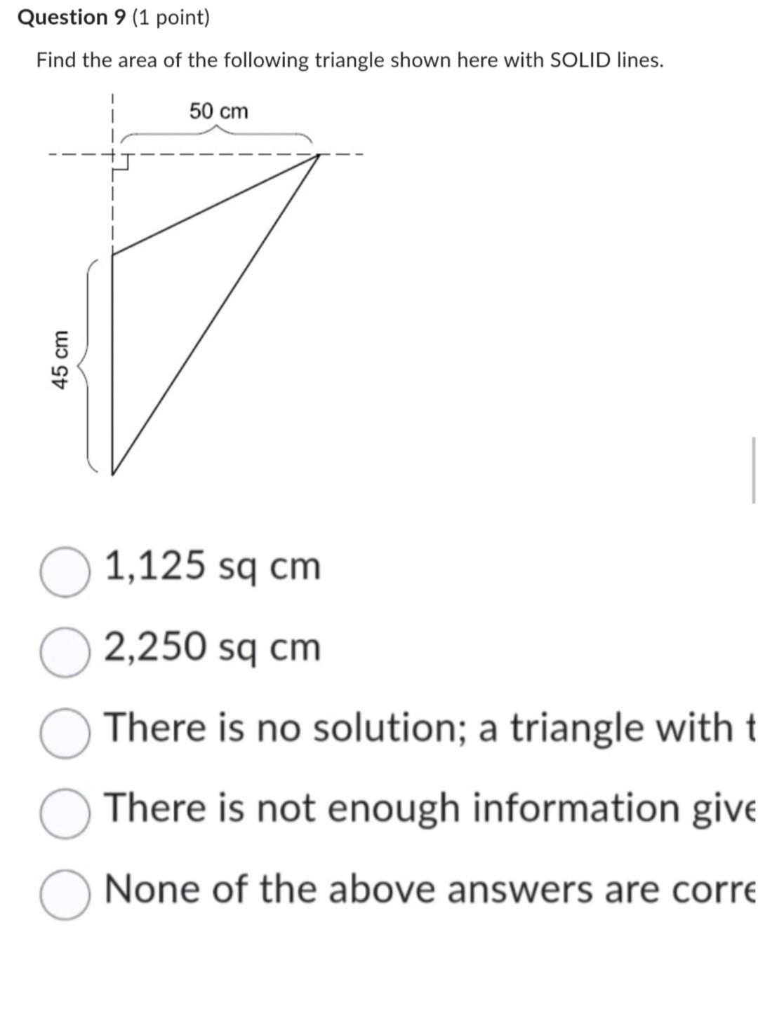 Solved Question 9 (1 point) Find the area of the following | Chegg.com