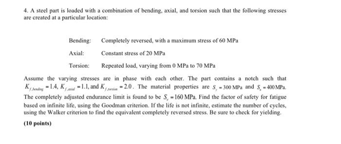 Solved 4. A steel part is loaded with a combination of | Chegg.com