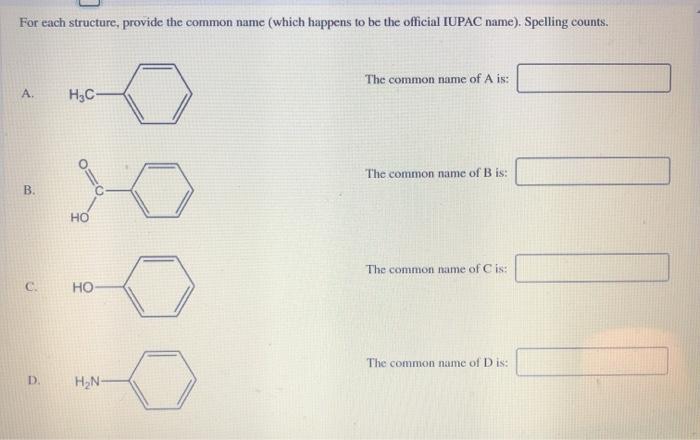 Solved Give the common names for cach compound common name: | Chegg.com