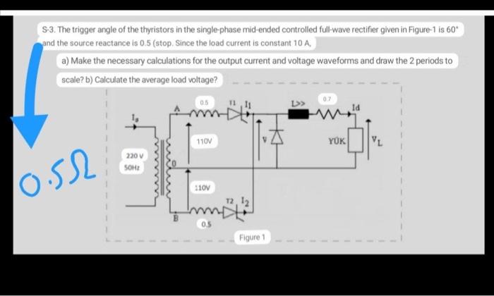 Solved S-3. The trigger angle of the thyristors in the | Chegg.com