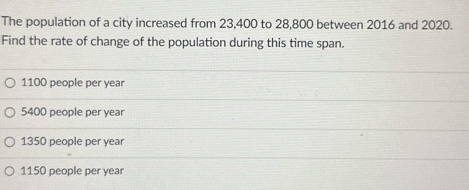 Solved The population of a city increased from 23,400 ﻿to | Chegg.com