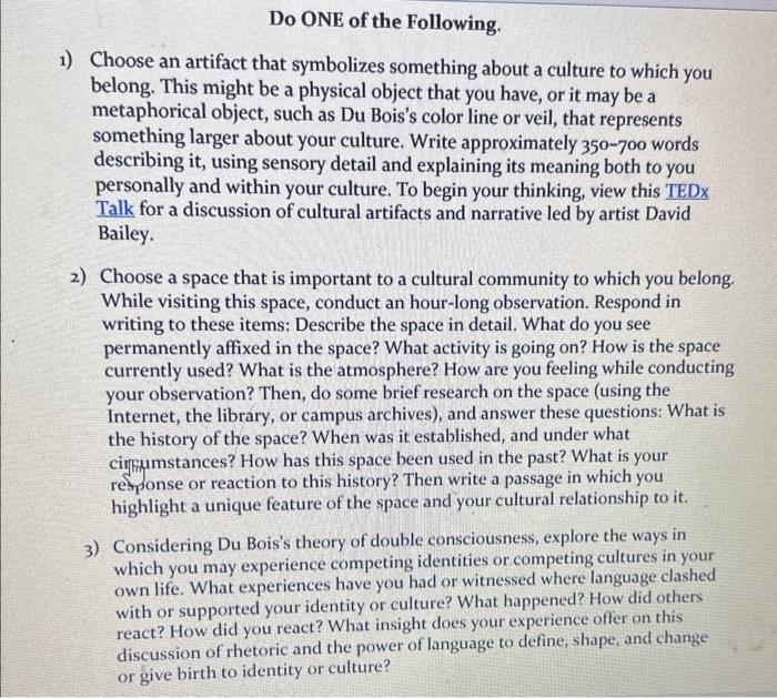 Solved metaphorical object, such as Du Bois's color line or | Chegg.com