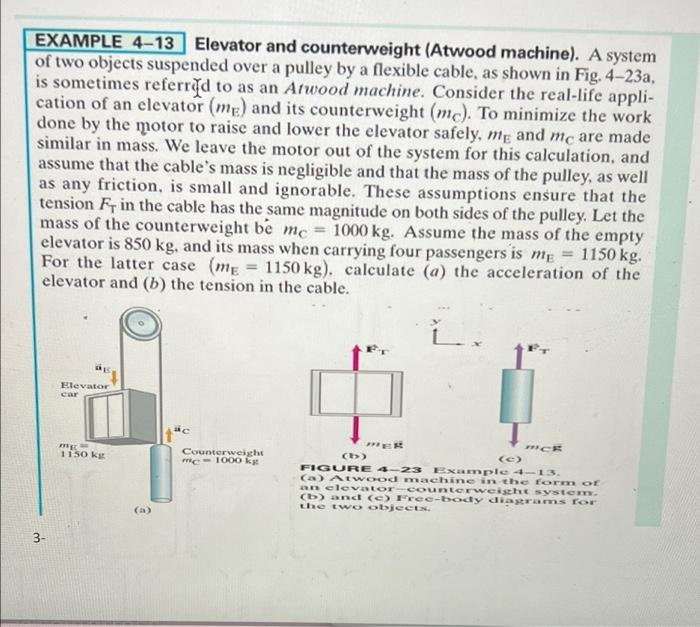 Solved EXAMPLE 4-13 Elevator and counterweight (Atwood | Chegg.com