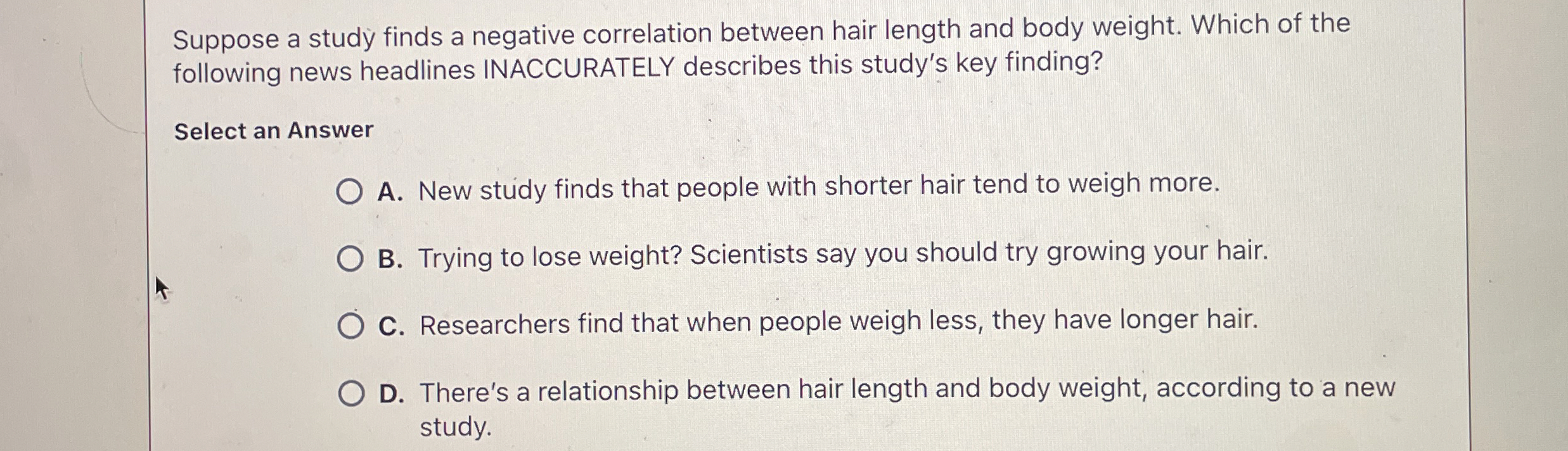 Solved Suppose a study finds a negative correlation between | Chegg.com