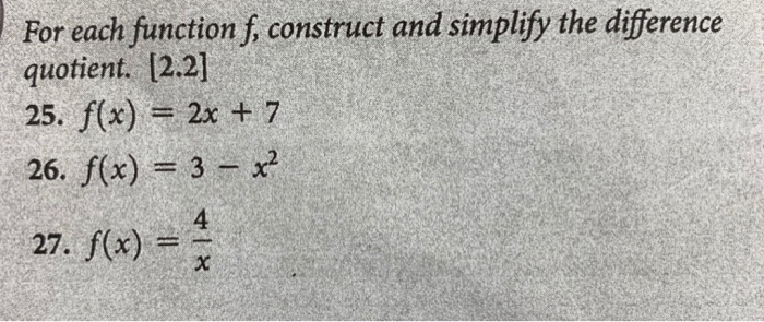 Solved For each function f, construct and simplify the | Chegg.com