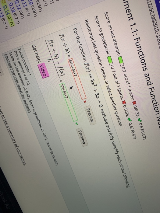 Solved 12550 Fall2019 - OK ment 1.1: Functions and Function | Chegg.com