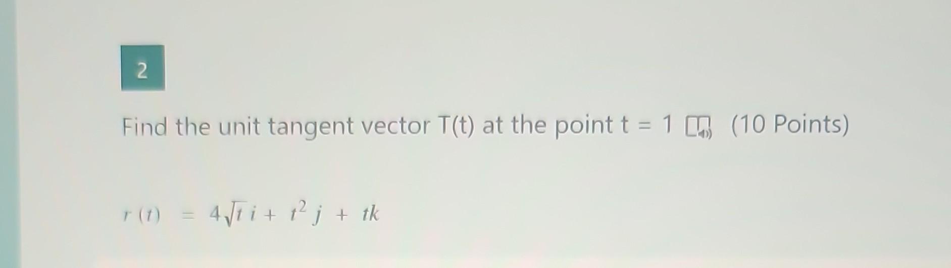 Solved Find the unit tangent vector T(t) at the point t=1[4) | Chegg.com