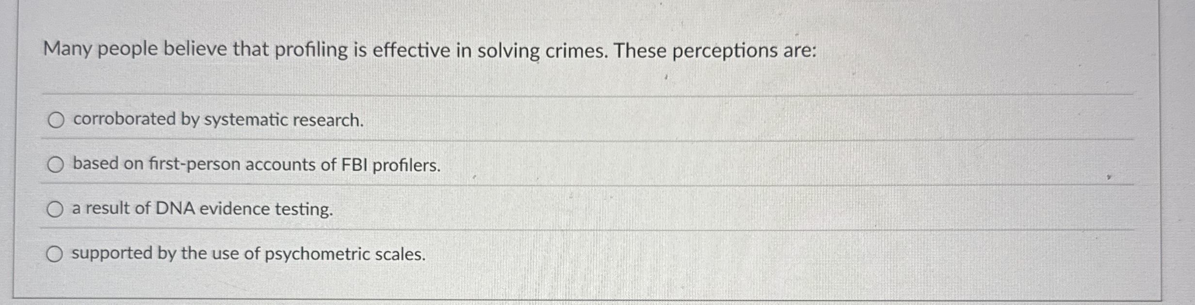 Solved Many people believe that profiling is effective in | Chegg.com