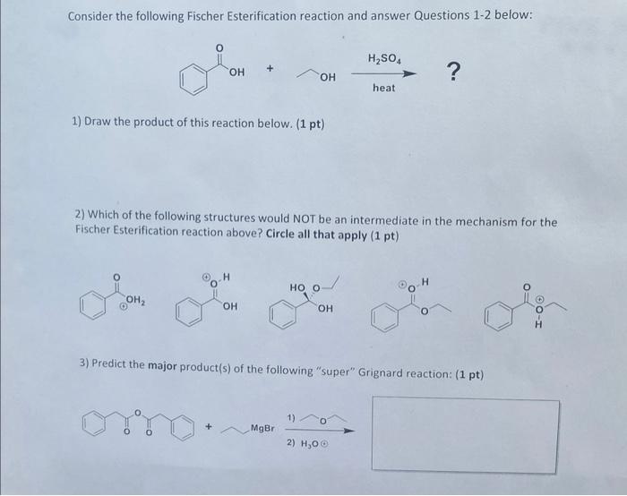 Solved Consider the following Fischer Esterification | Chegg.com